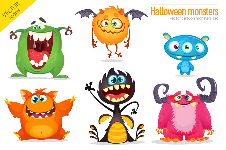 Cartoon monsters. Vector set, an Animal Illustration by D R A W K M A N
