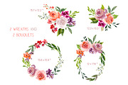 Bright Watercolor Flowers & Wreaths, an Illustration by GraphicsDish