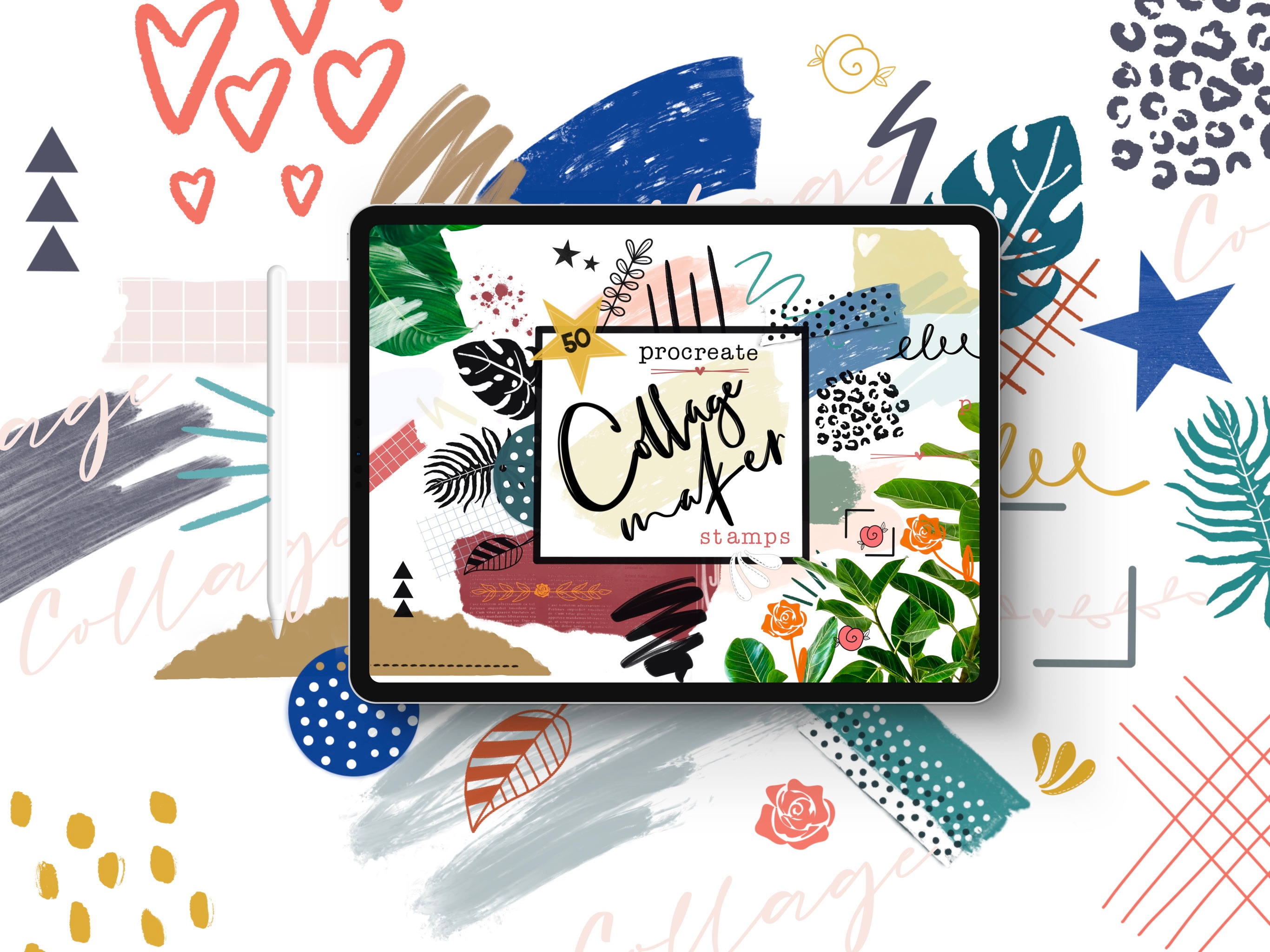 Collage Maker Stamps /Procreate, a Brush Add-On by OkayAnnie Designs