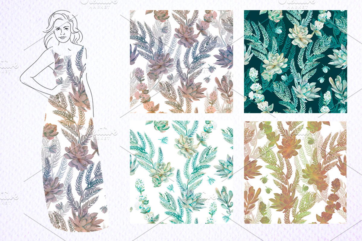 Succulents pattern, a Pattern Graphic by Elizaveta