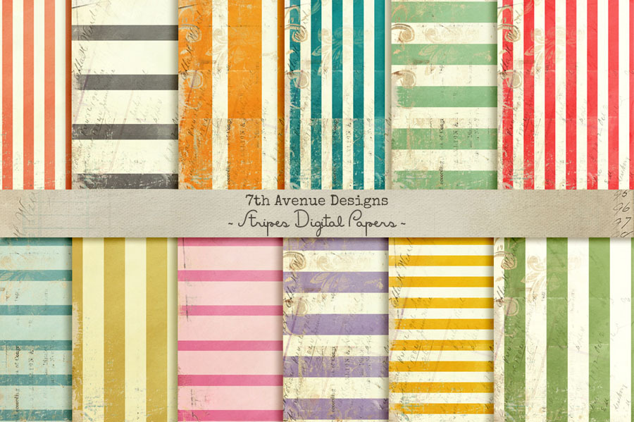 Stripes Digital Papers, a Pattern Graphic by 7th Avenue Designs