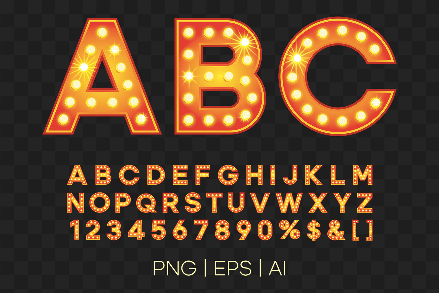 Bright retro alphabet font PNG EPS | Creative Market