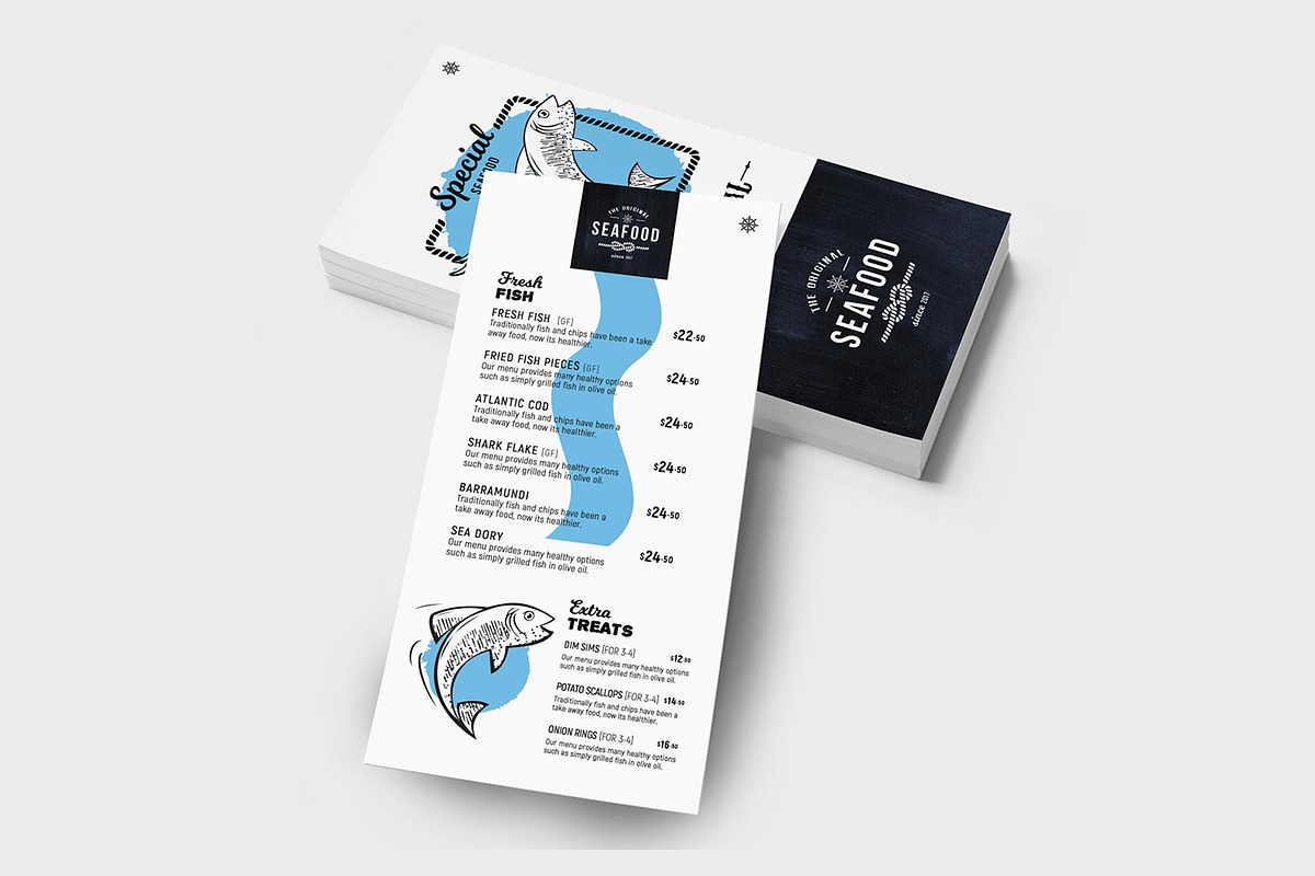 DL Seafood Menu Template, a Card Template by BrandPacks