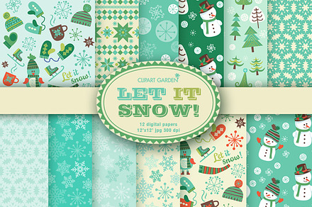 Christmas papers pack, a Pattern Graphic by CLIPART GARDEN