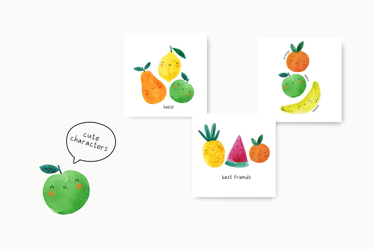 Cute Watercolor Fruit
