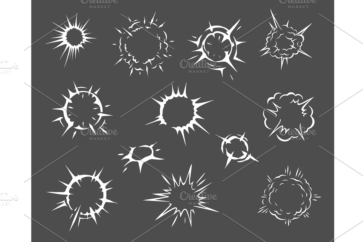 Cartoon spark and explosion effects, an Illustration by Vector Tradition