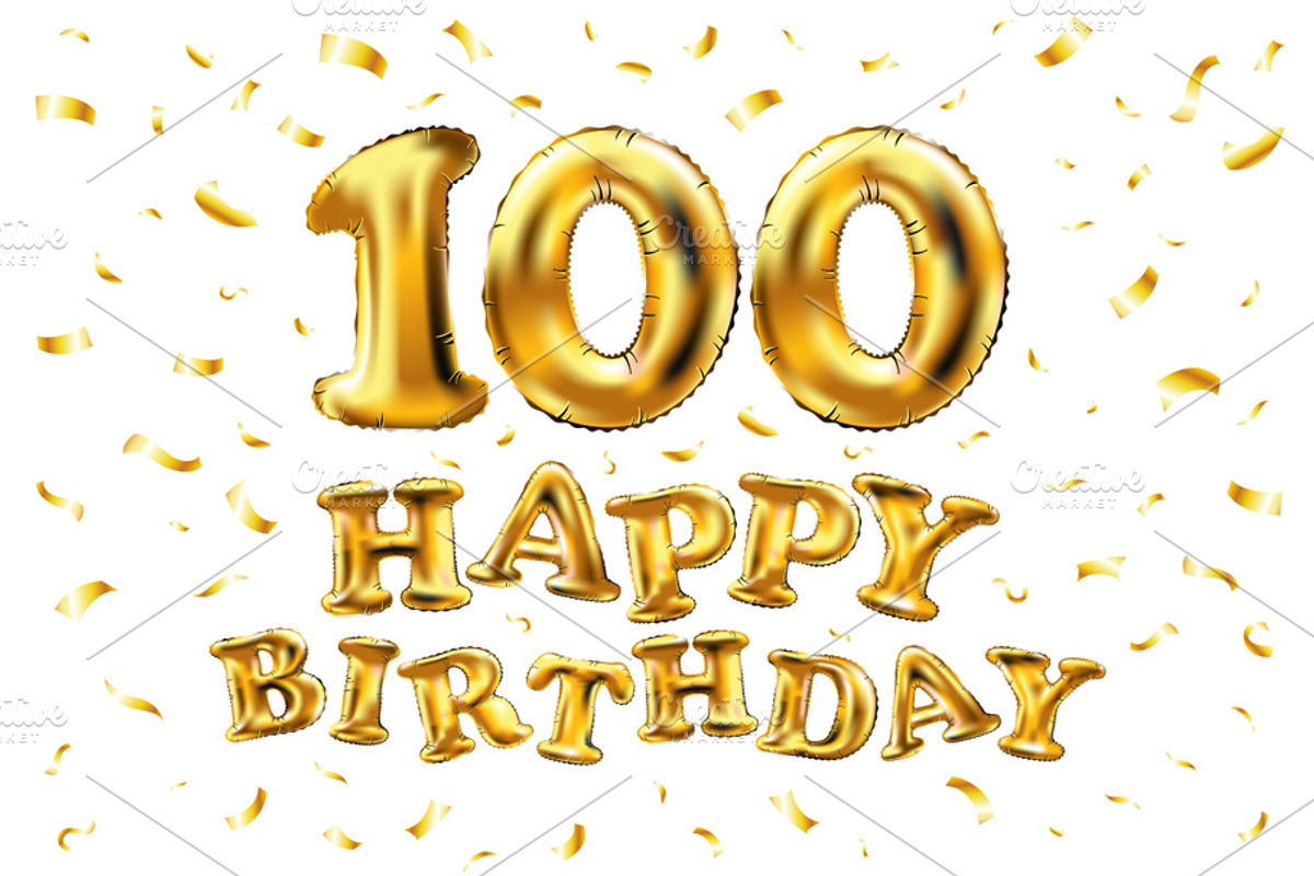 happy birthday 100 balloons gold, a Background Graphic by Rommeo79 ...