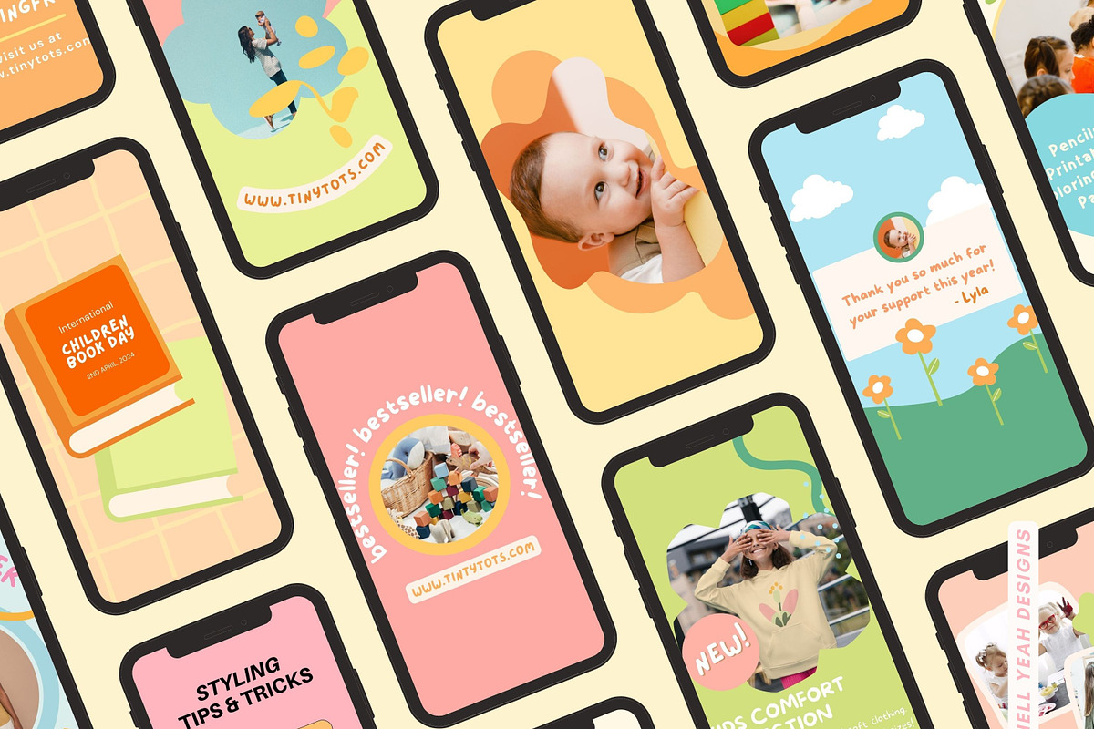 Tiny Tots Story Templates Canva, a Social Media Template by Hell Yeah ...