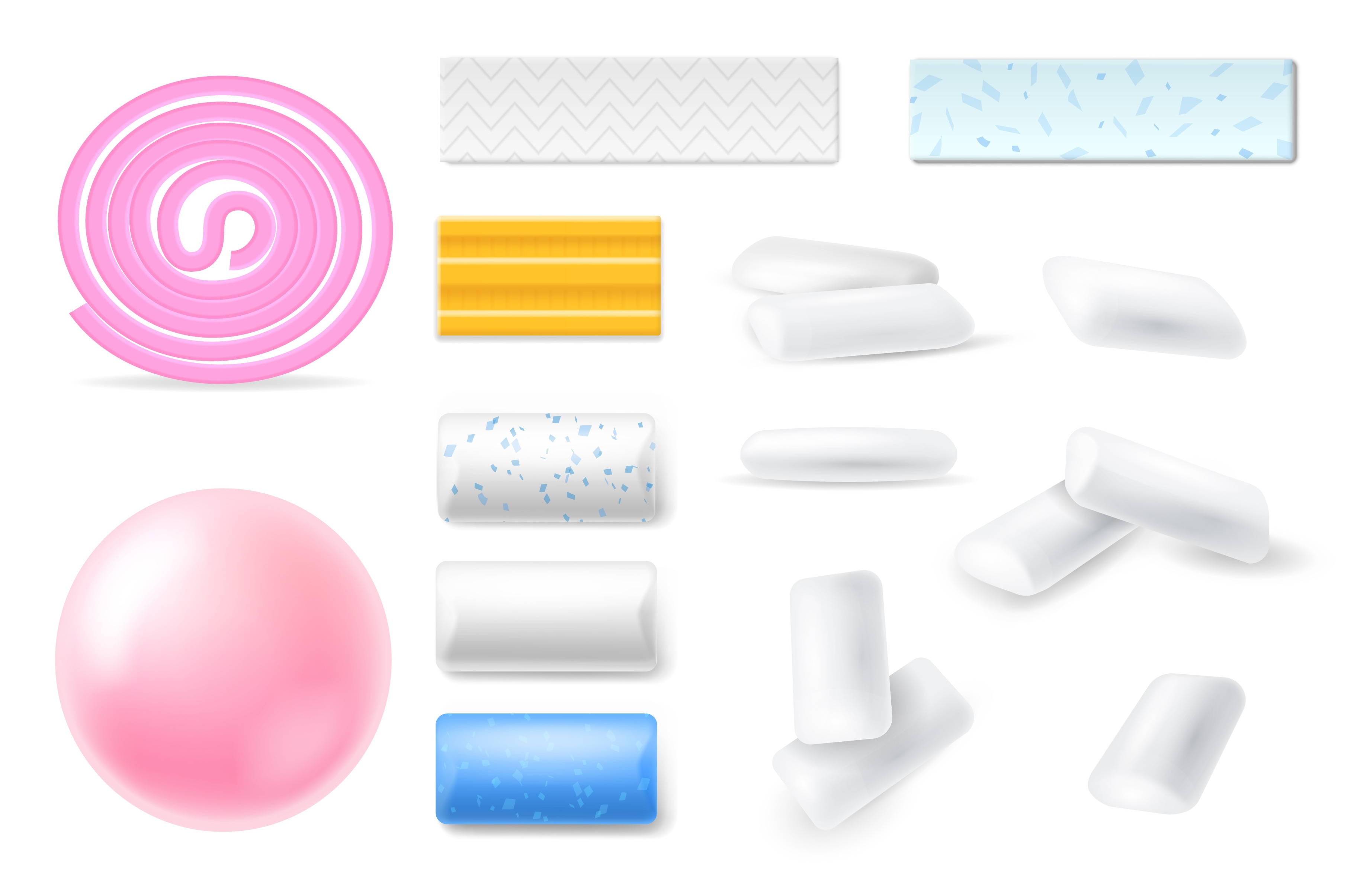 Pads chewing gum. Realistic, a Food Illustration by YummyBuum