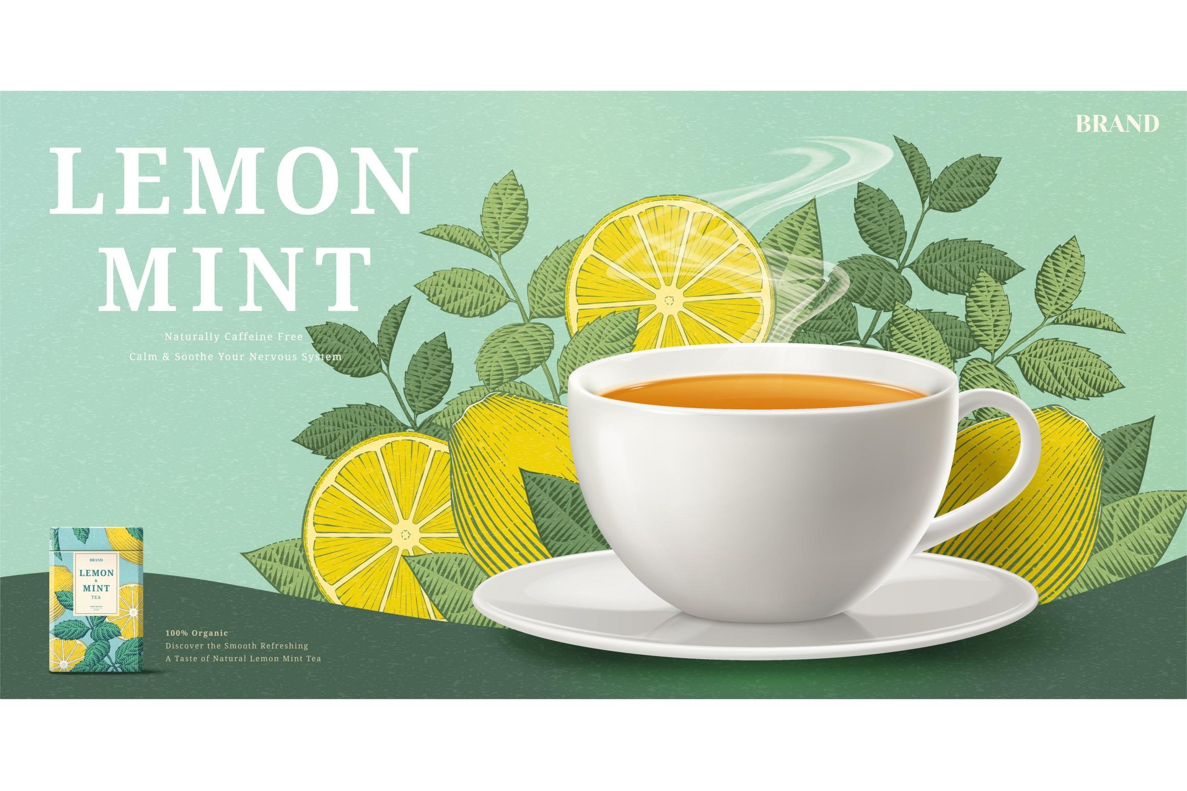 Engraving lemon mint tea banner ads, a Flyer Template by TotallypicRF ...