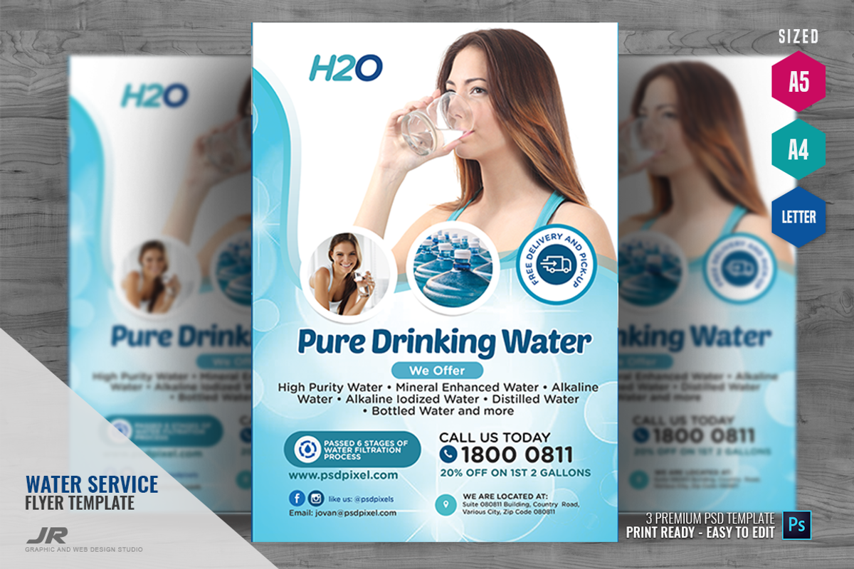 Bottled Water Delivery Flyer, a Flyer Template by PSDPixel