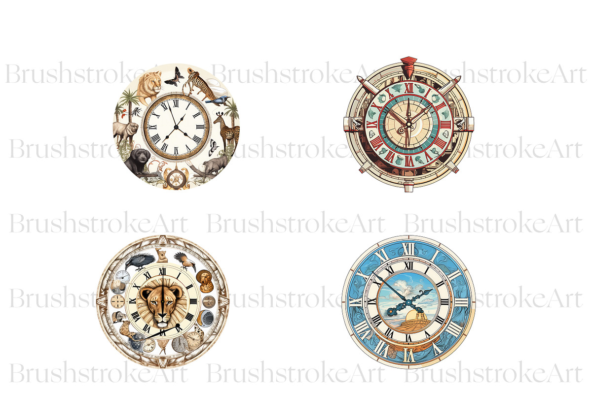 Watercolor Clock Clipart| Retro Clock