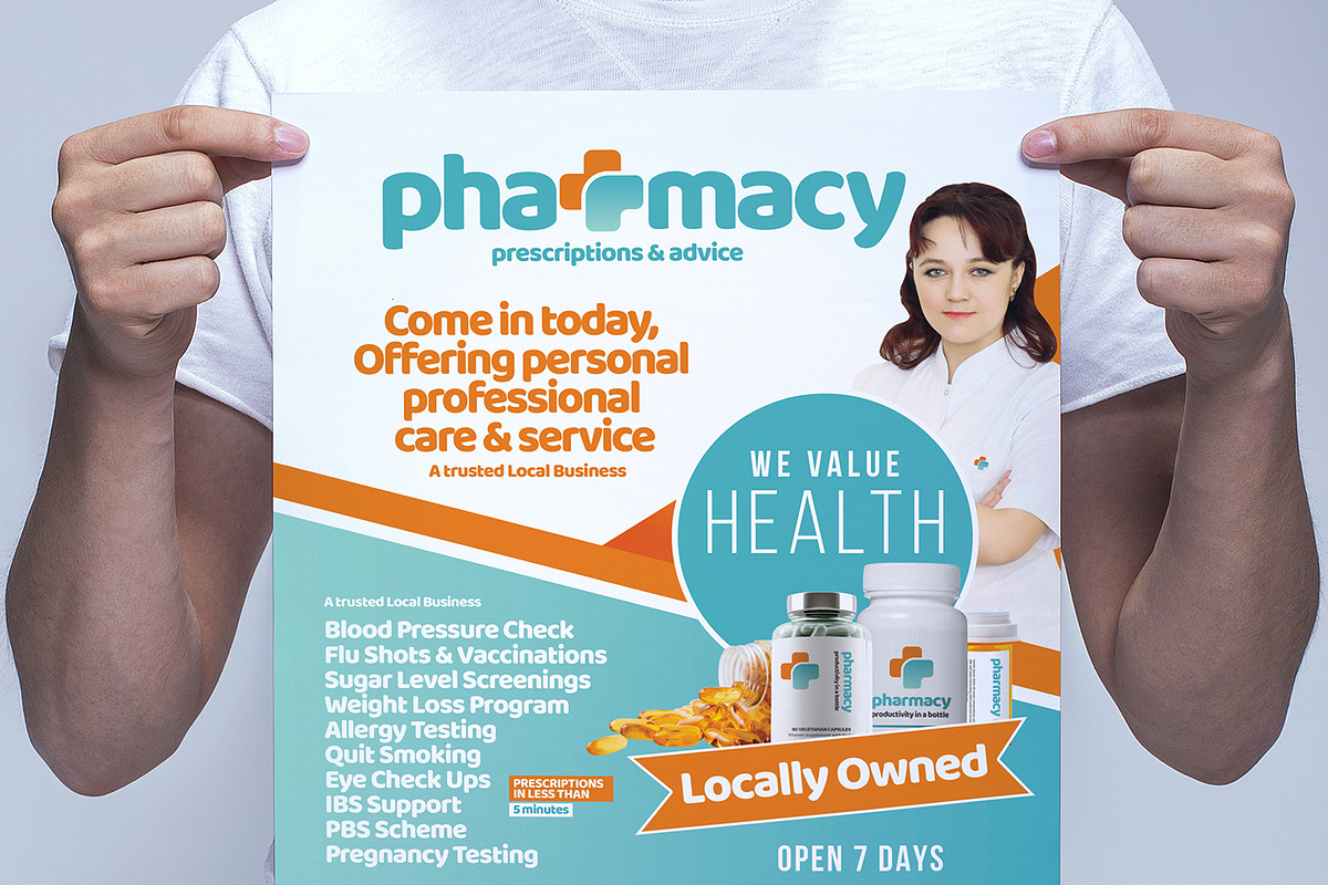 Pharmacy Poster Template, a Flyer Template by BrandPacks