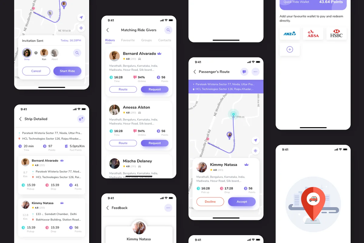 PoolRide - Car Pooling App Design, an App Template by Capi Product ...