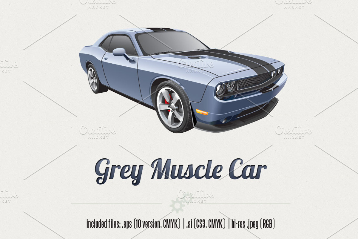 Grey Muscle Car, a Graphic by Vector Room