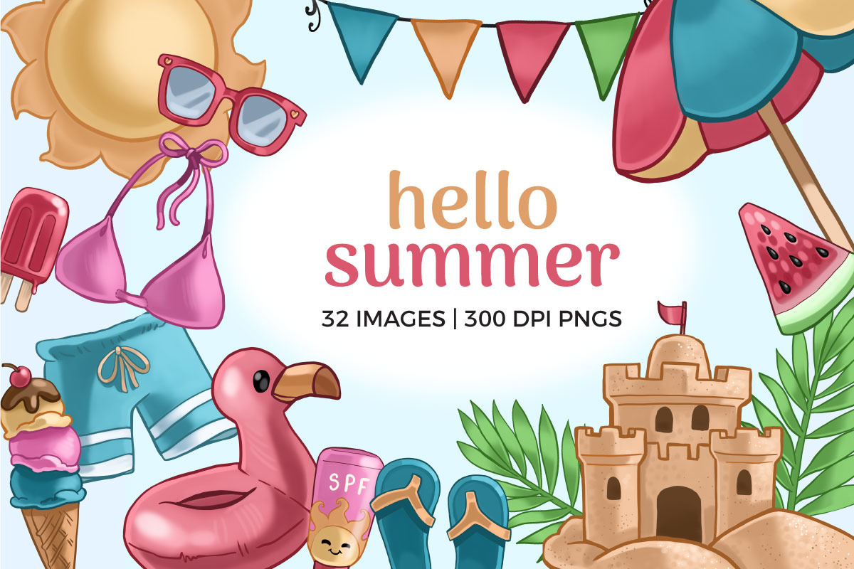 Summer Clipart Illustrations, an Illustration by TheClipAtelier