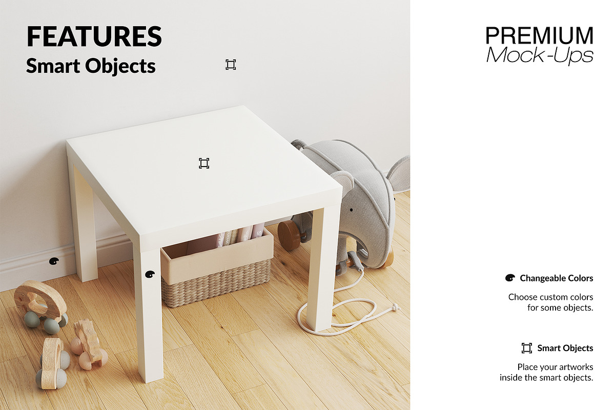 Nursery Ikea LACK Decals Mockup Set, a Product Mockup by mock-ups