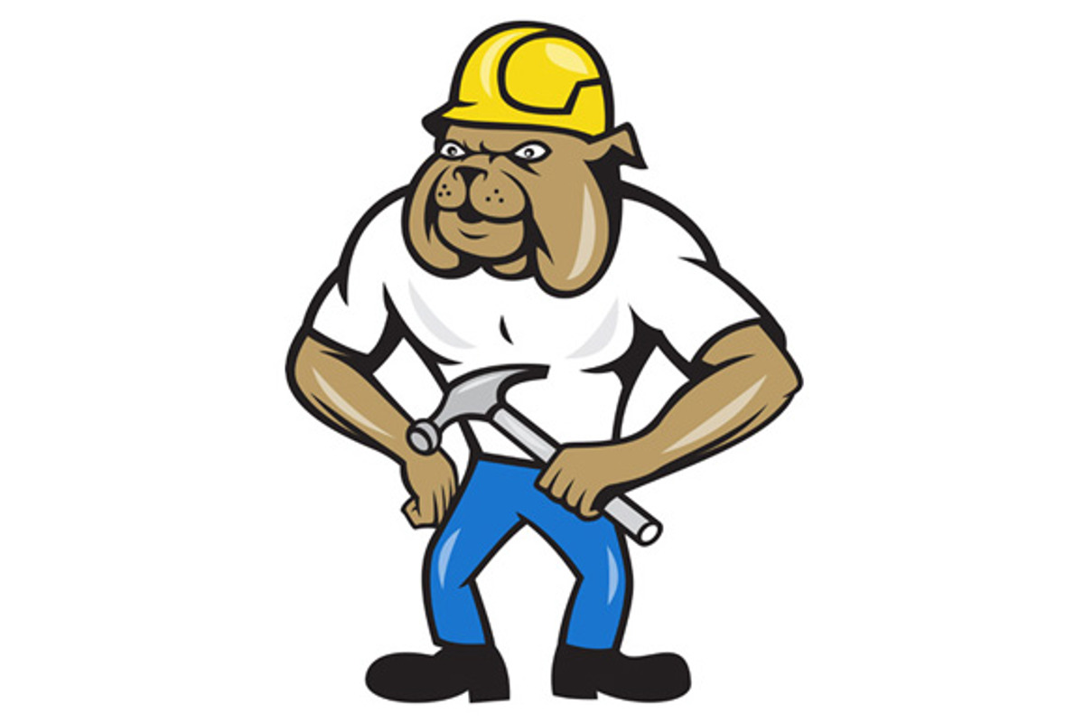Bulldog Construction Worker Hammer, an Illustration by patrimonio ...