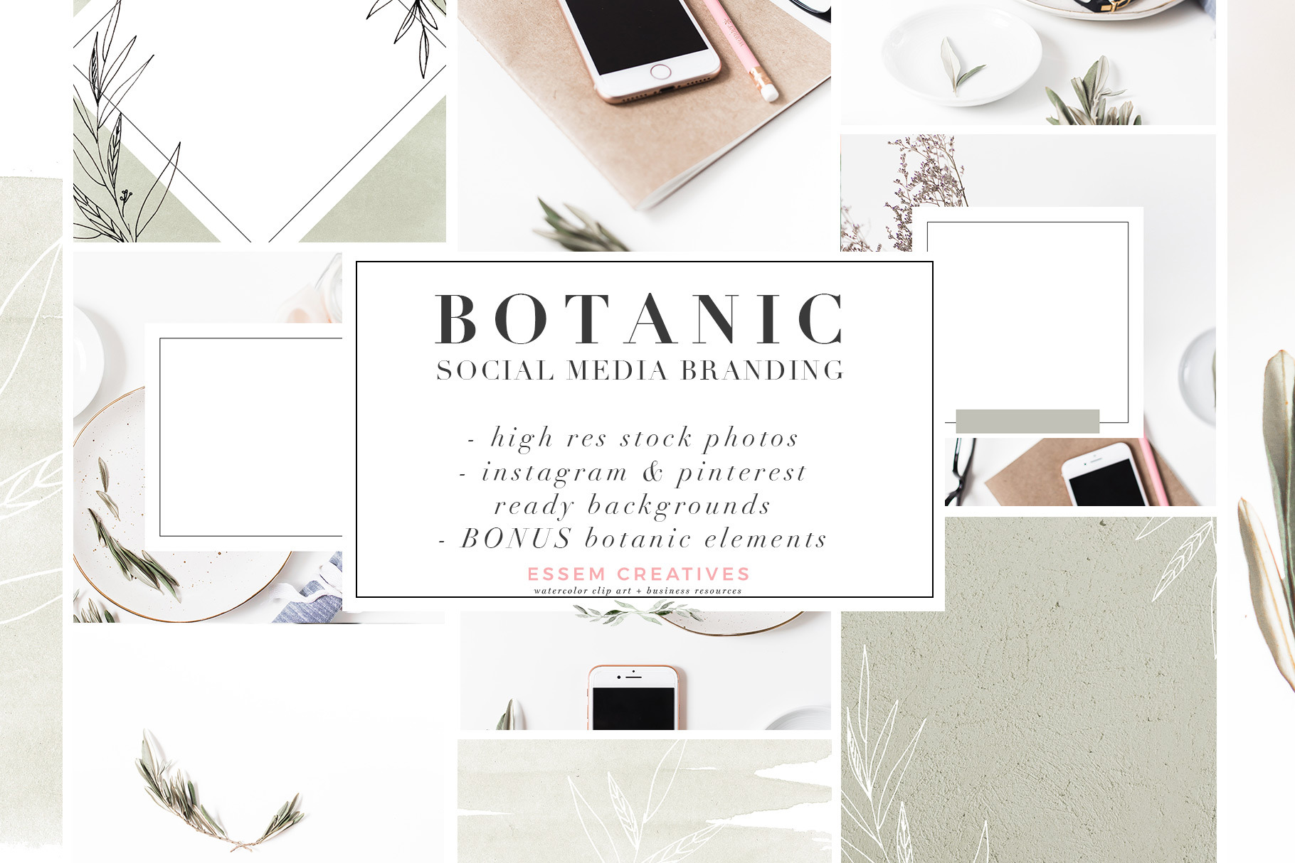 Botanic Neutral Stock Photos Bundle, a Social Media Template by Essem ...