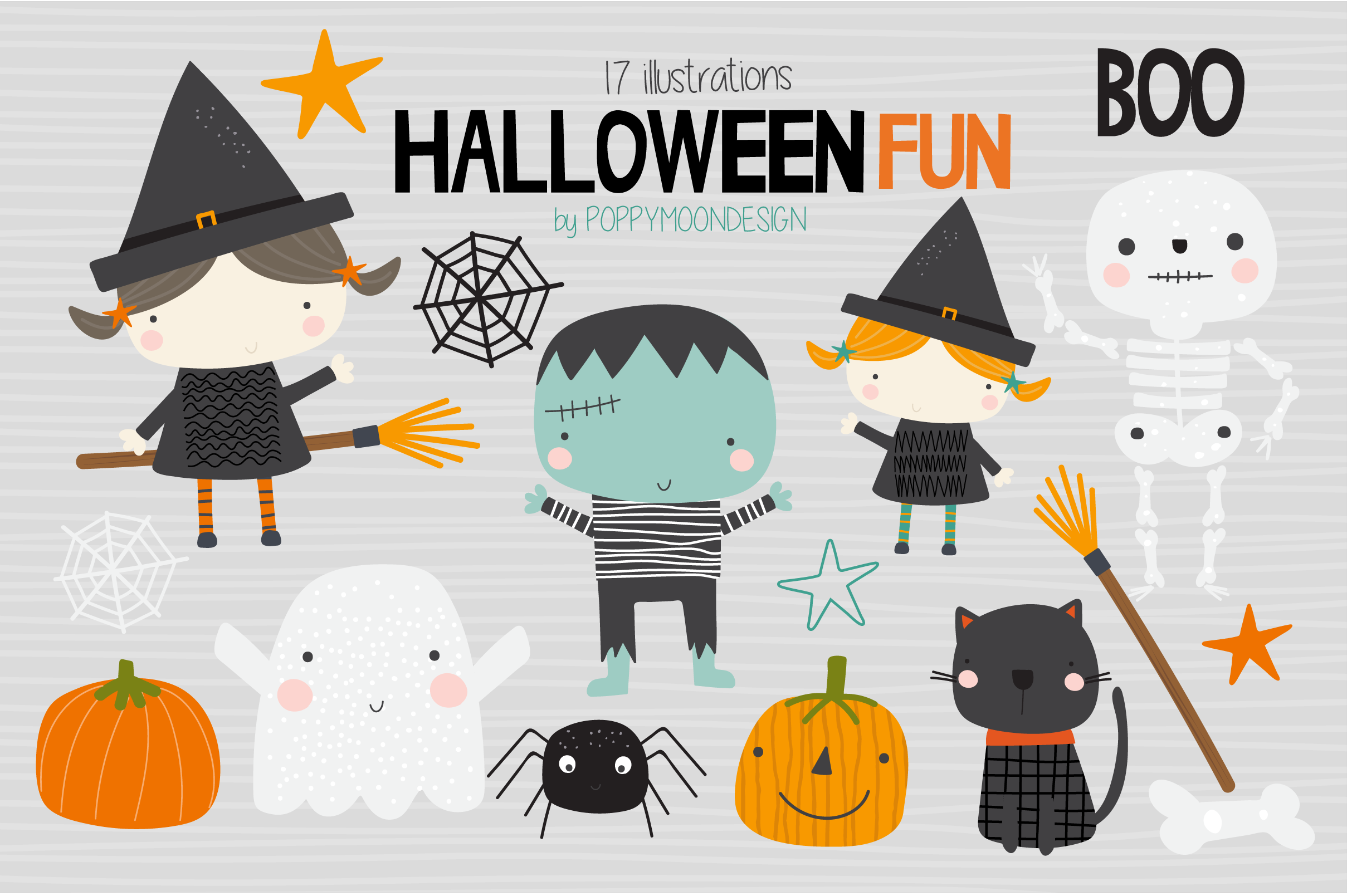 Halloween Fun clipart, an Illustration by Poppymoondesign