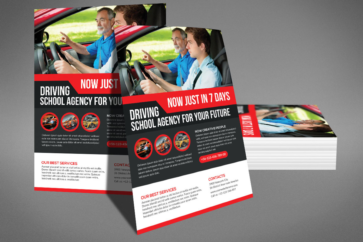 Driving School Flyer Template, a Flyer Template by graphicforest