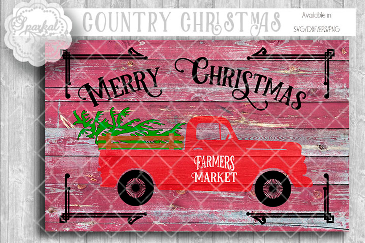 Vintage Chevy Pickup Christmas SVG, an Illustration by SparkalDesigns