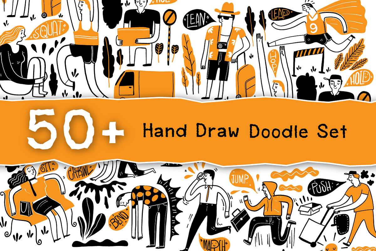 Hand Draw Doodle Set, a Person Illustration by Huza Studio