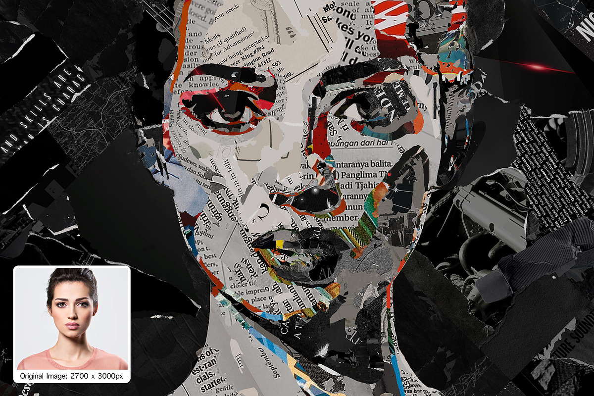 Collage Studio Paper Collage Effect, an Action Add-On by DesignRocket