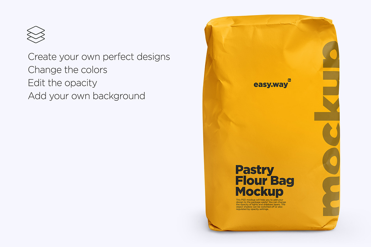 Flour Bag in a Front View Mockup, a Packaging Mockup by easy.way
