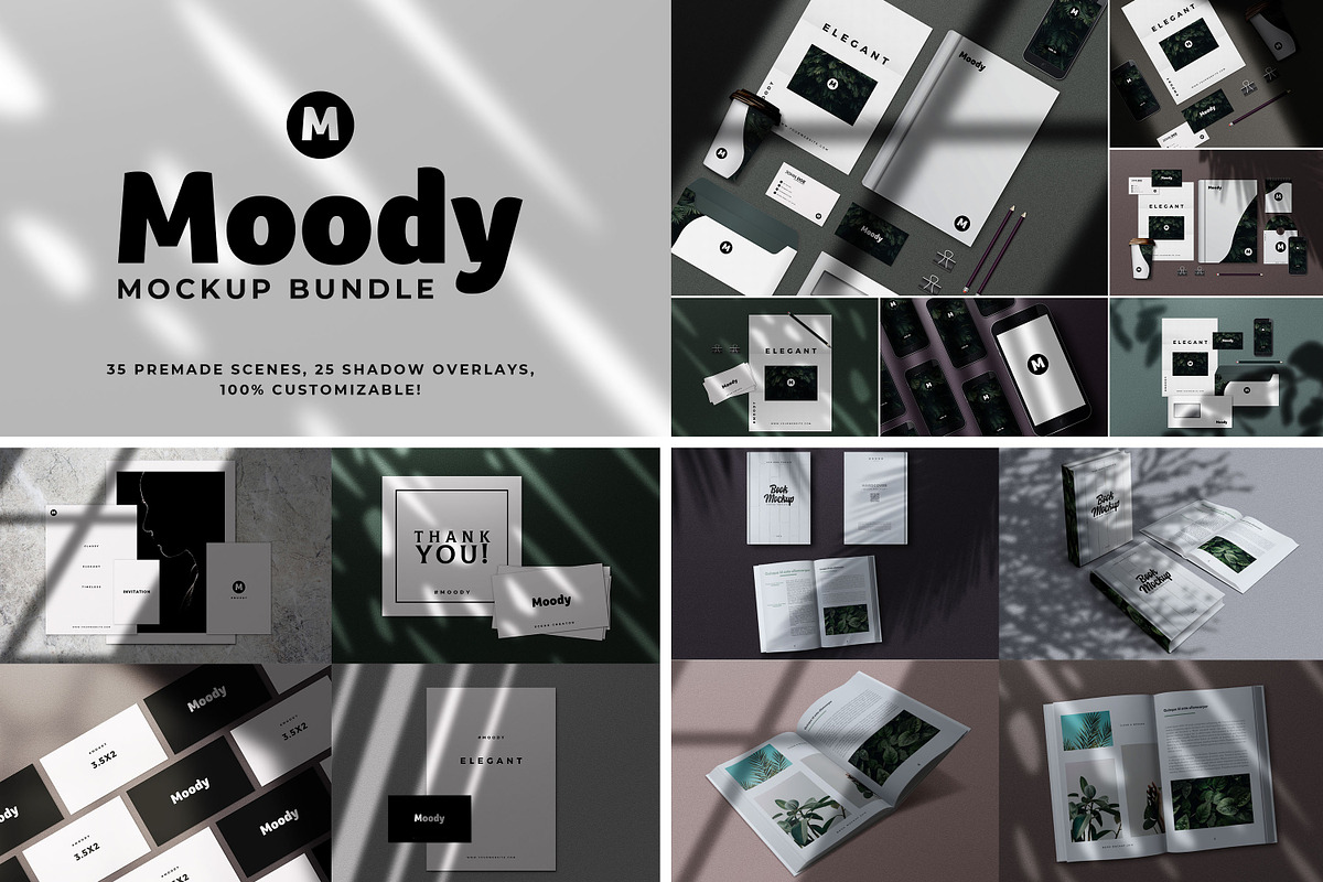 Huge Moody Shadow Bundle, a Books & Magazine Mockup by AndrewPixel