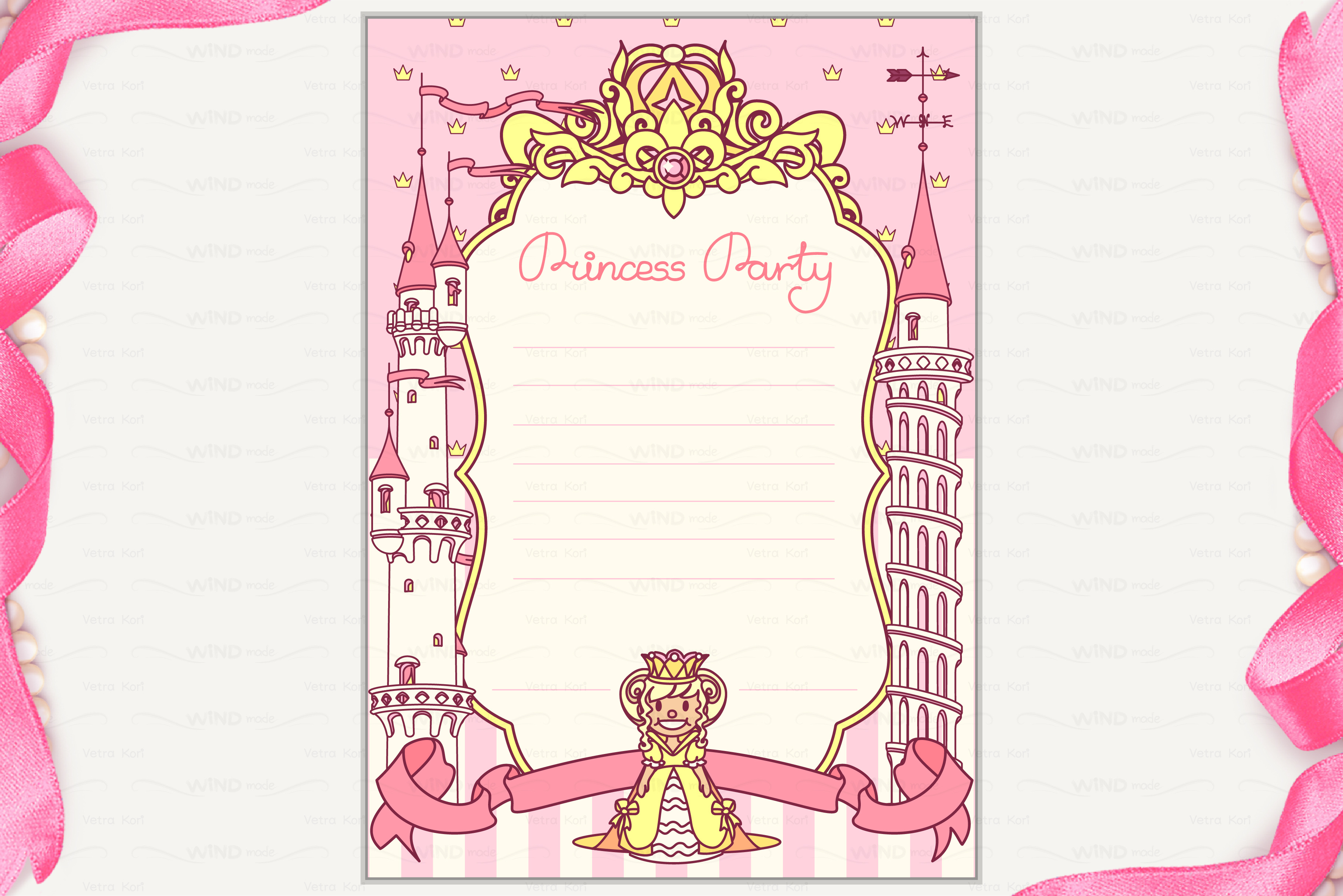 vector Princess Party invitation 2, a Card Template by WINDmade ...