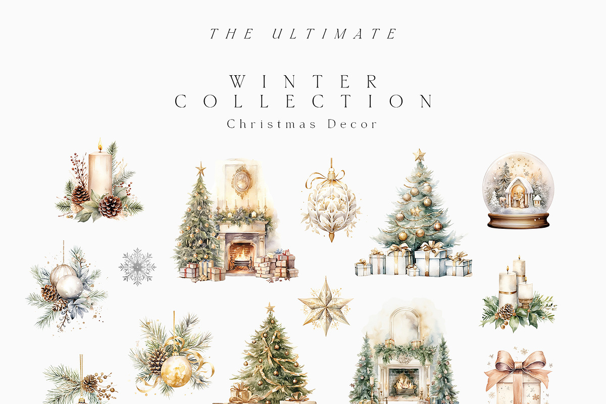 Watercolor Winter & Christmas clipart