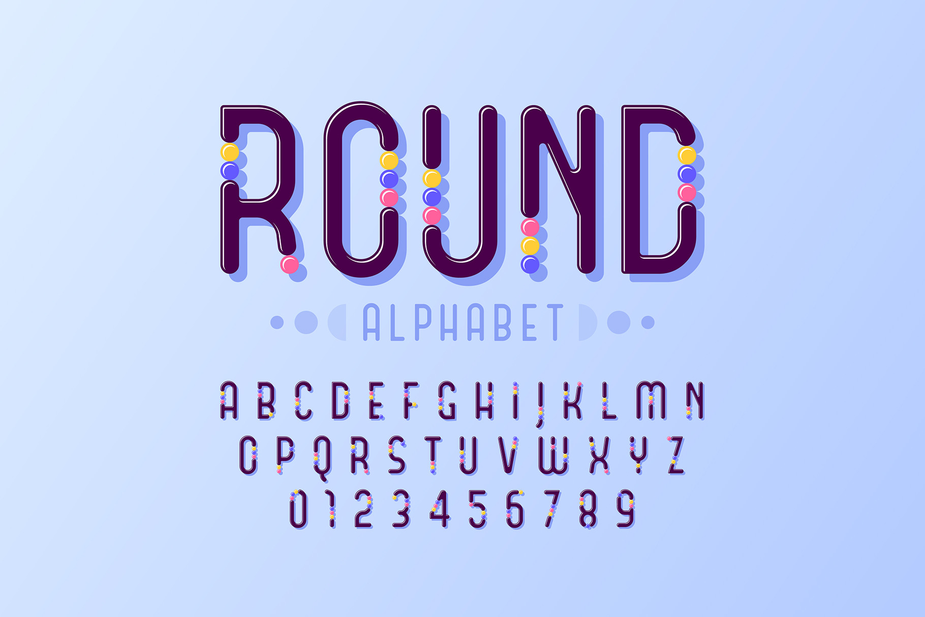 Alphabet with colorful round inserts, a Graphic by Pro_Vector ...