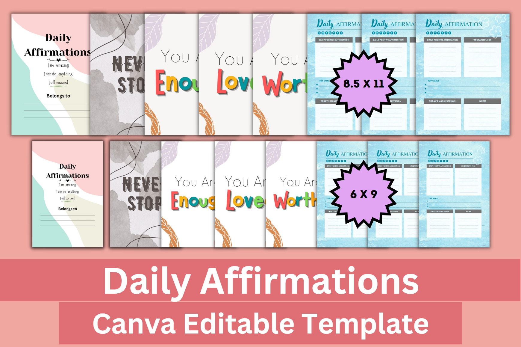 Daily Affirmation journal Canva