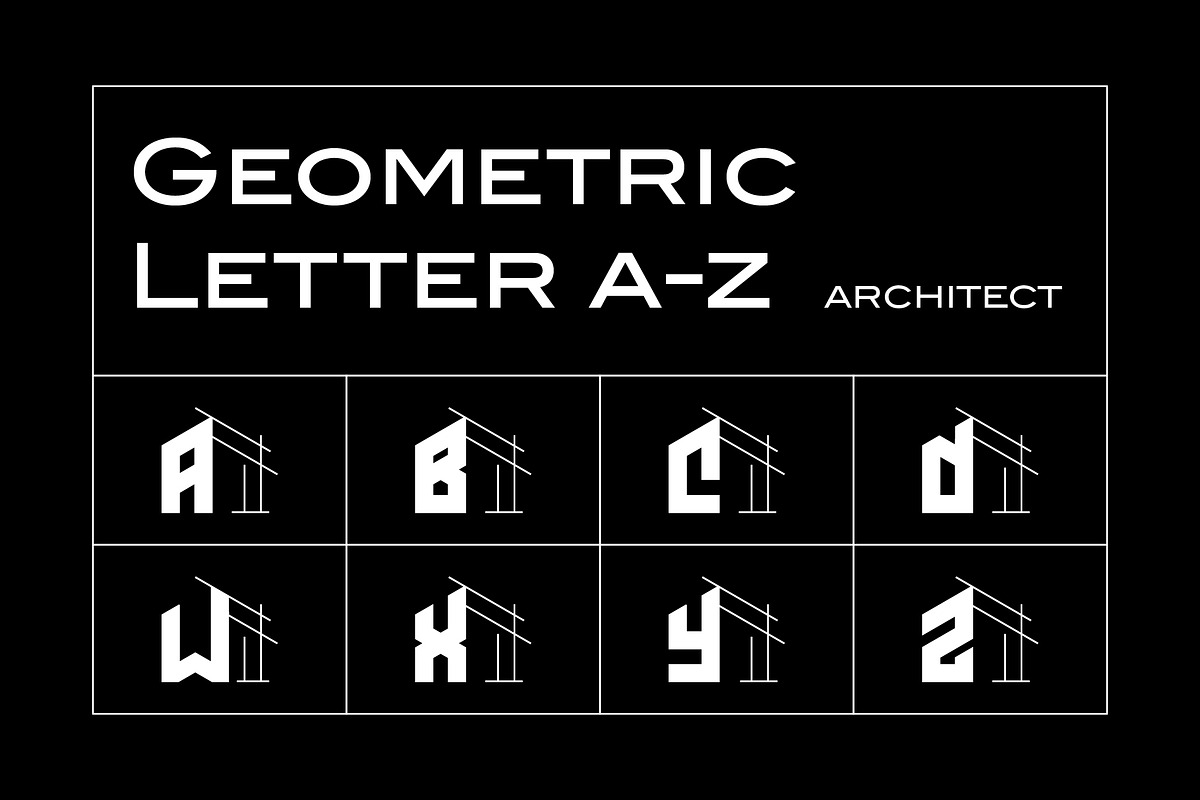 Geometric Letter A-Z Architect Logo
