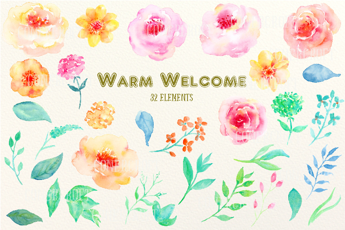 Watercolor Clipart Warm Welcome, an Illustration by Corner Croft