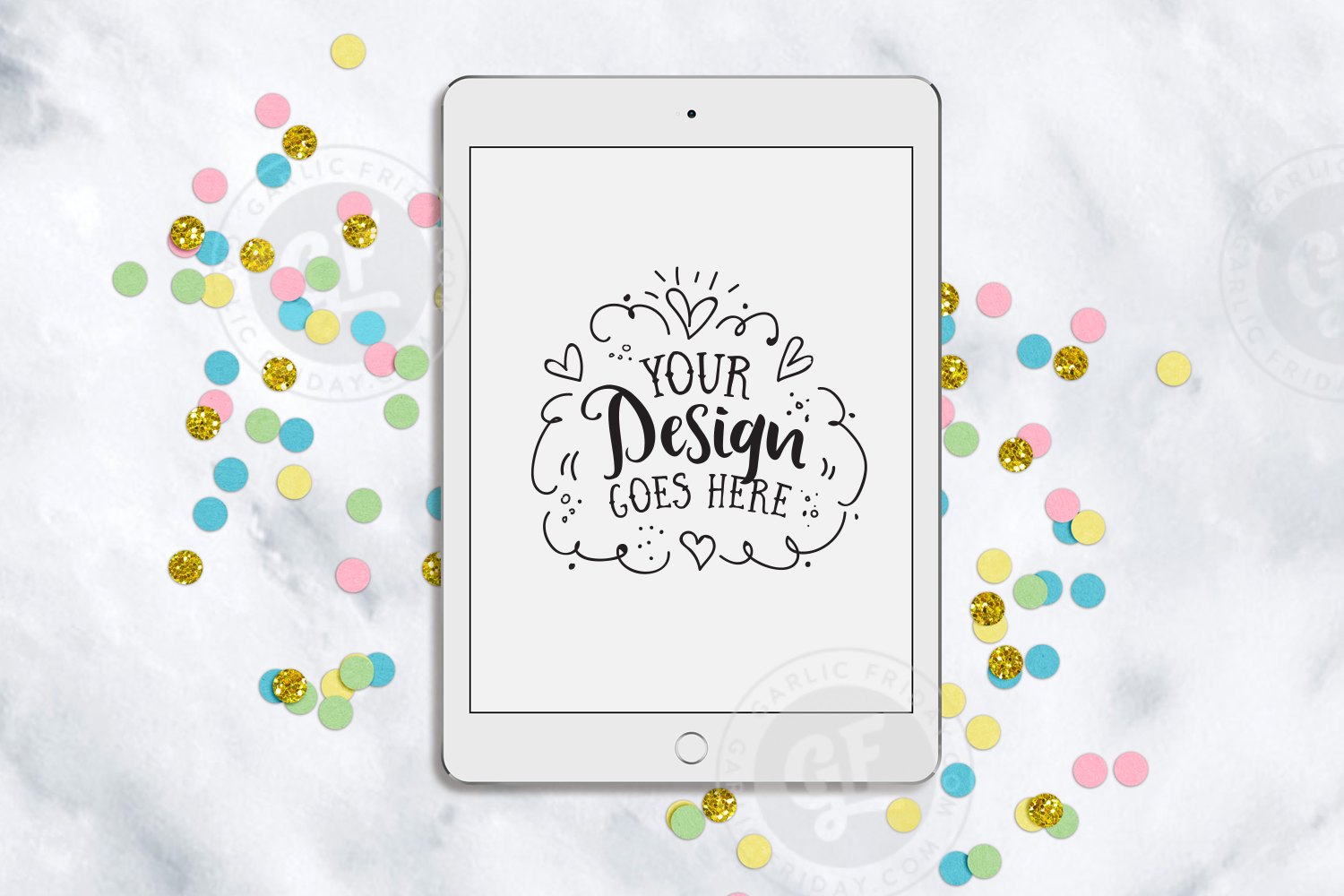 Party Styled Confetti & iPad Mockup, a Product Mockup by Garlic Friday ...