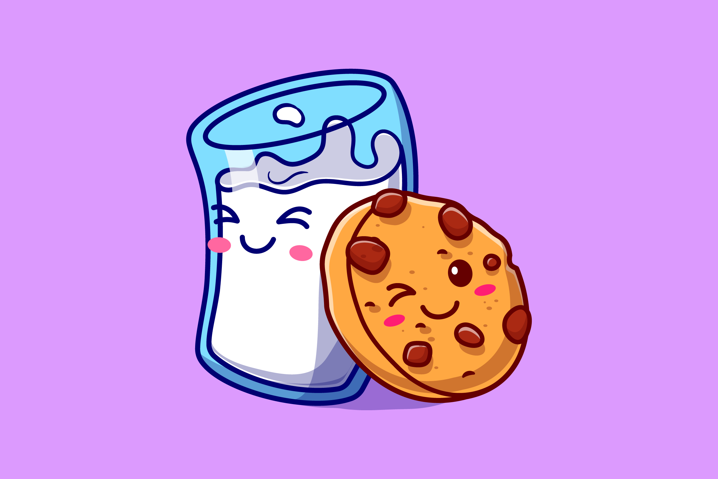 Cute Milk And Cute Cookies Cartoon, a Food Illustration by Catalyst Labs