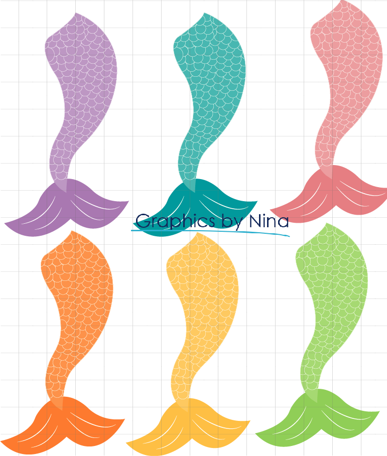 Mermaid Tails Clipart, an Illustration by Graphics by Nina