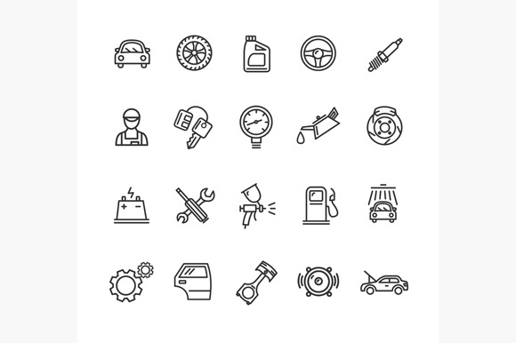 Car Service Outline Icons Set. | Icons ~ Creative Market