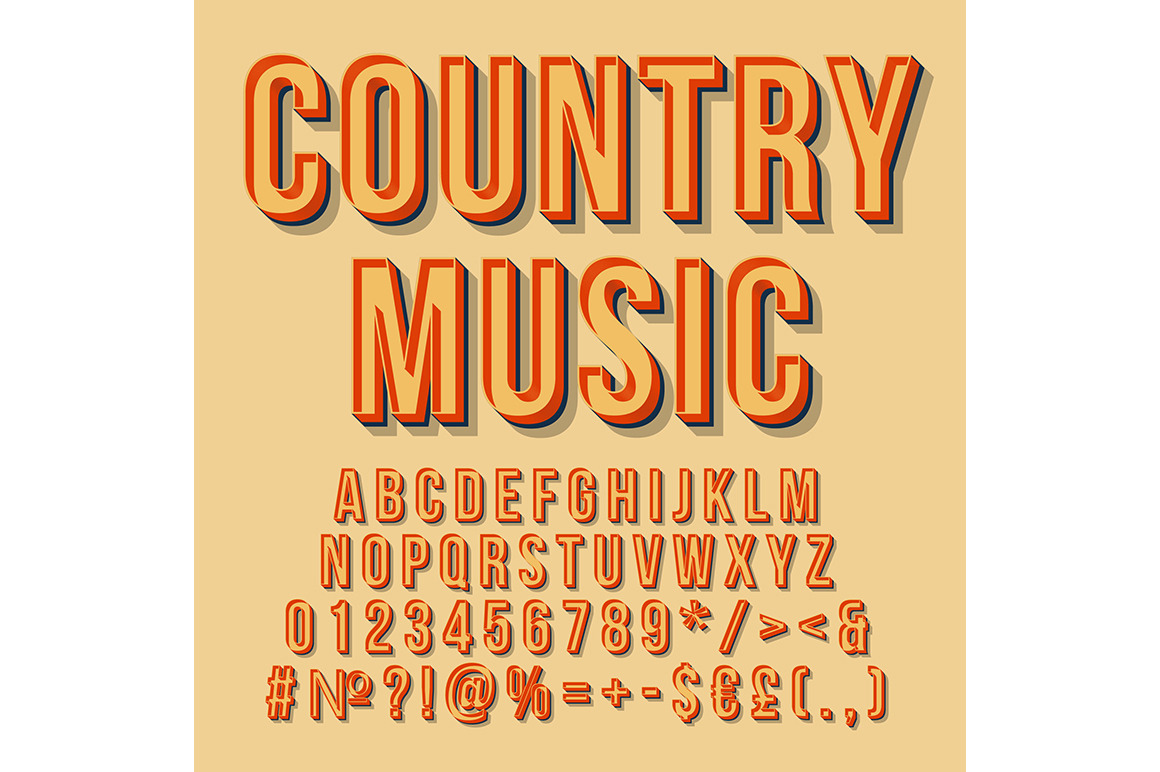 Country music vintage 3d lettering, a Templates & Theme by bsd studio