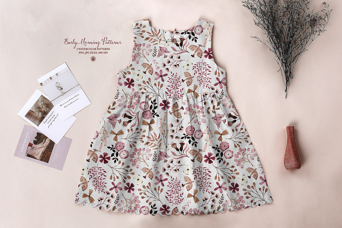 Early Morning Patterns - watercolor, a Pattern Graphic by Webvilla Studio