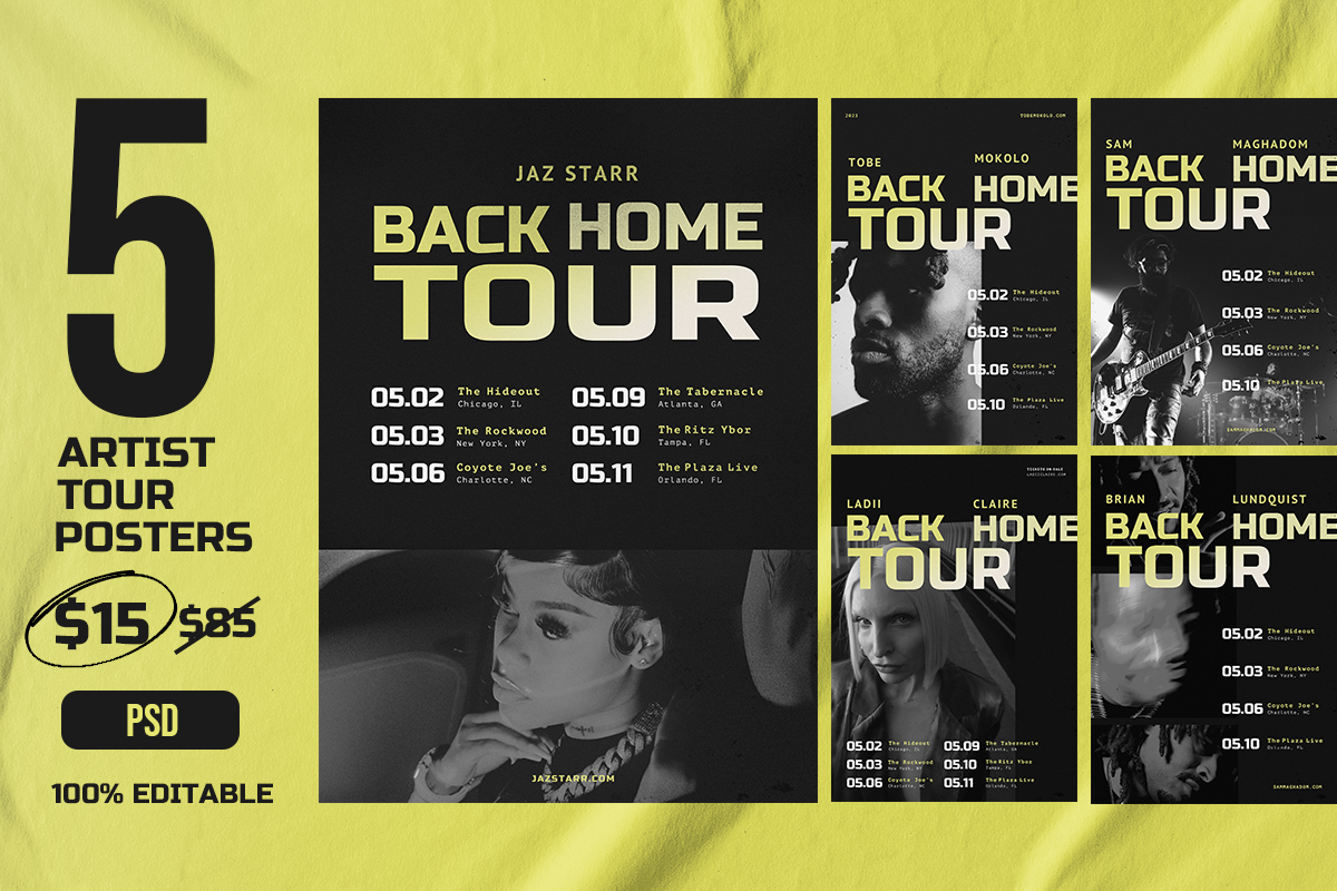 Artist Tour Poster Templates, a Flyer Template by DesignsbyLiana ...