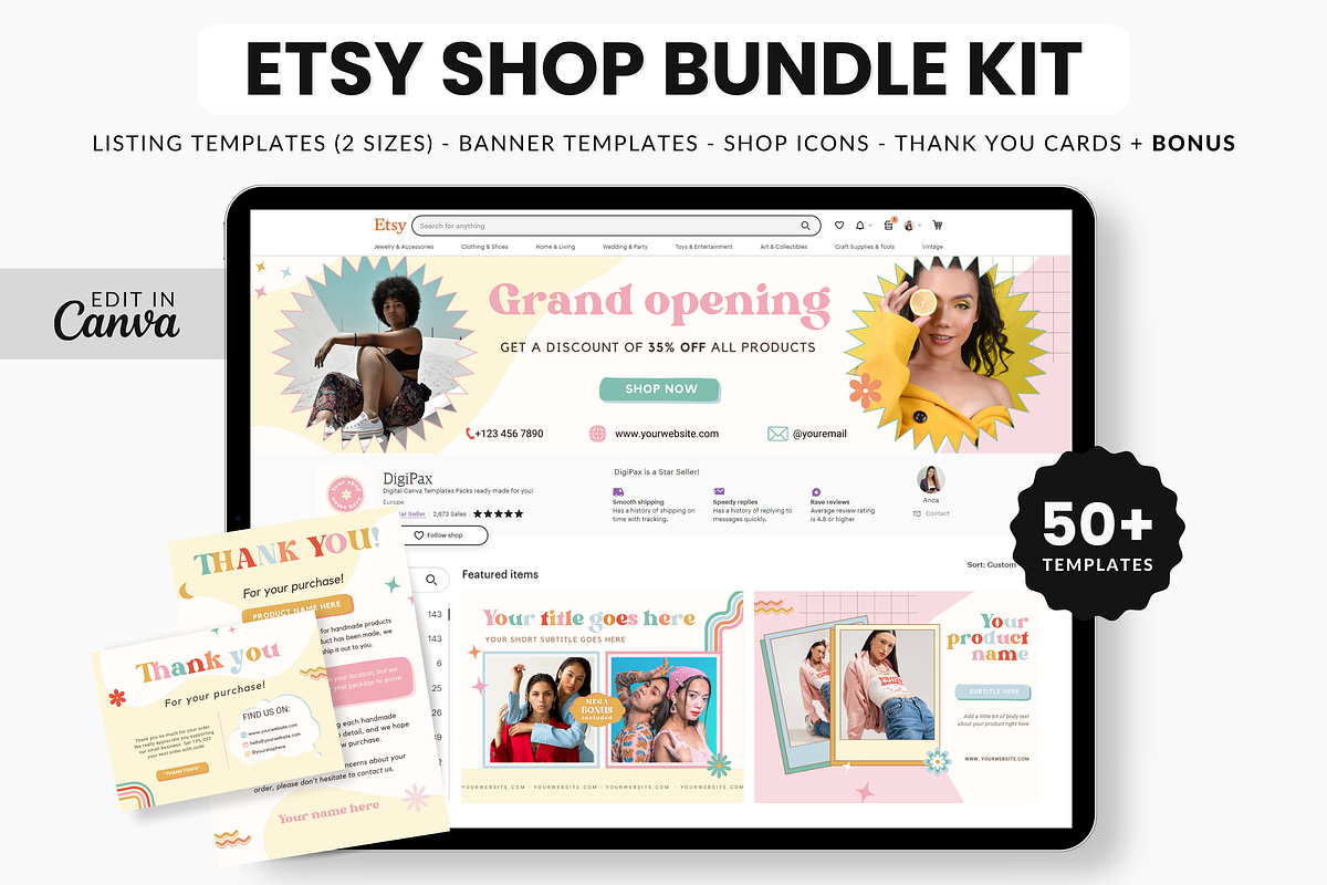 Etsy Shop Templates Bundle Kit | etsy creative market, etsy shop design ...