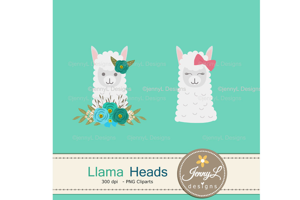 Llama Alpaca Faces Head Clipart, a Pattern Graphic by JennyL Designs