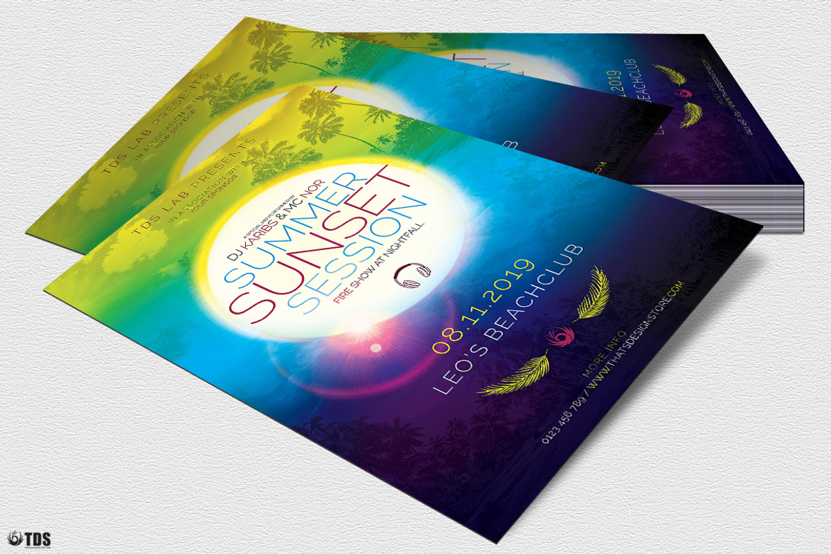 Summer Sunset Flyer Template, a Flyer Template by ThatsDesign Art