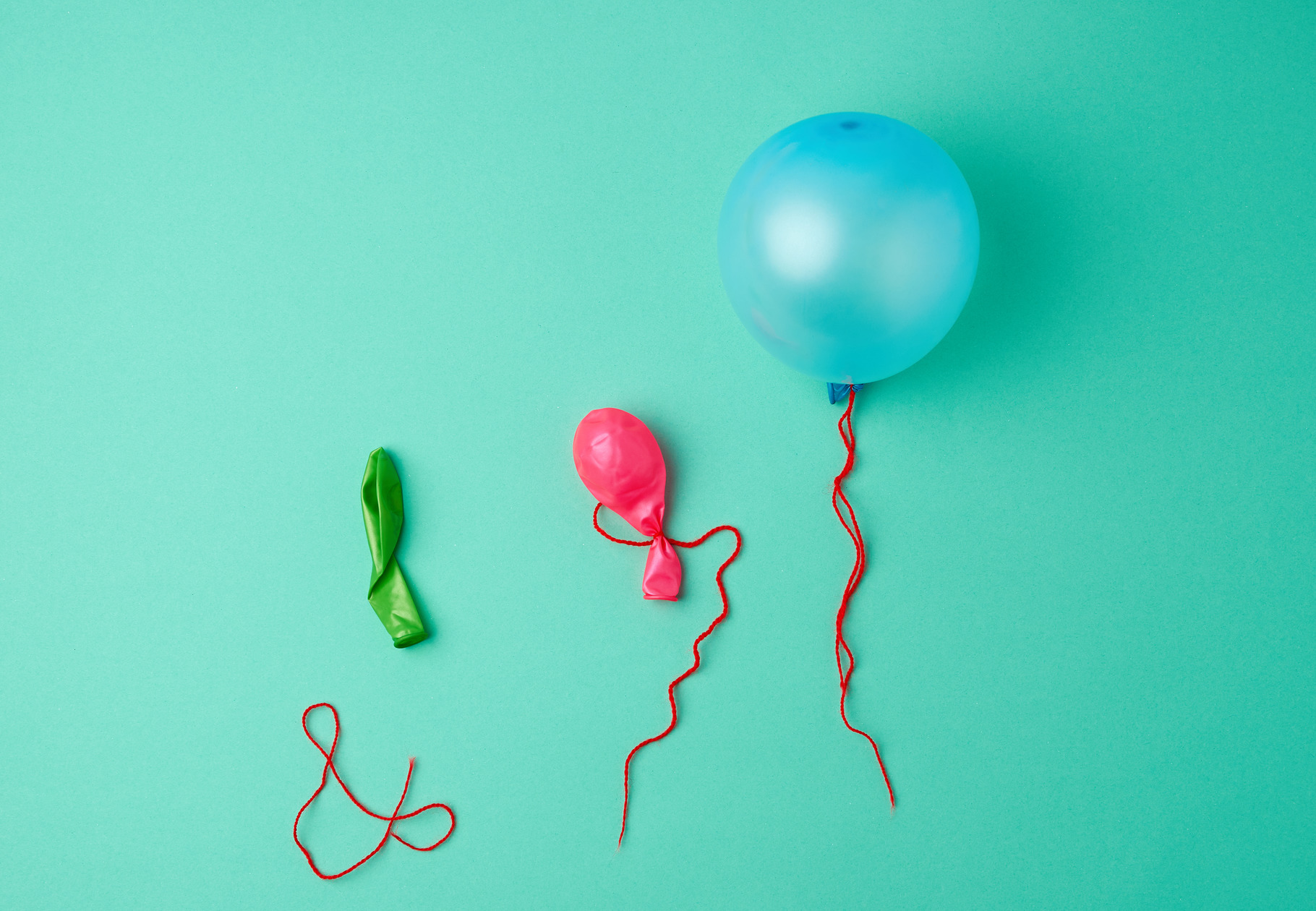 blue inflated and deflated rubber ba, an Abstract Photo by ndanko