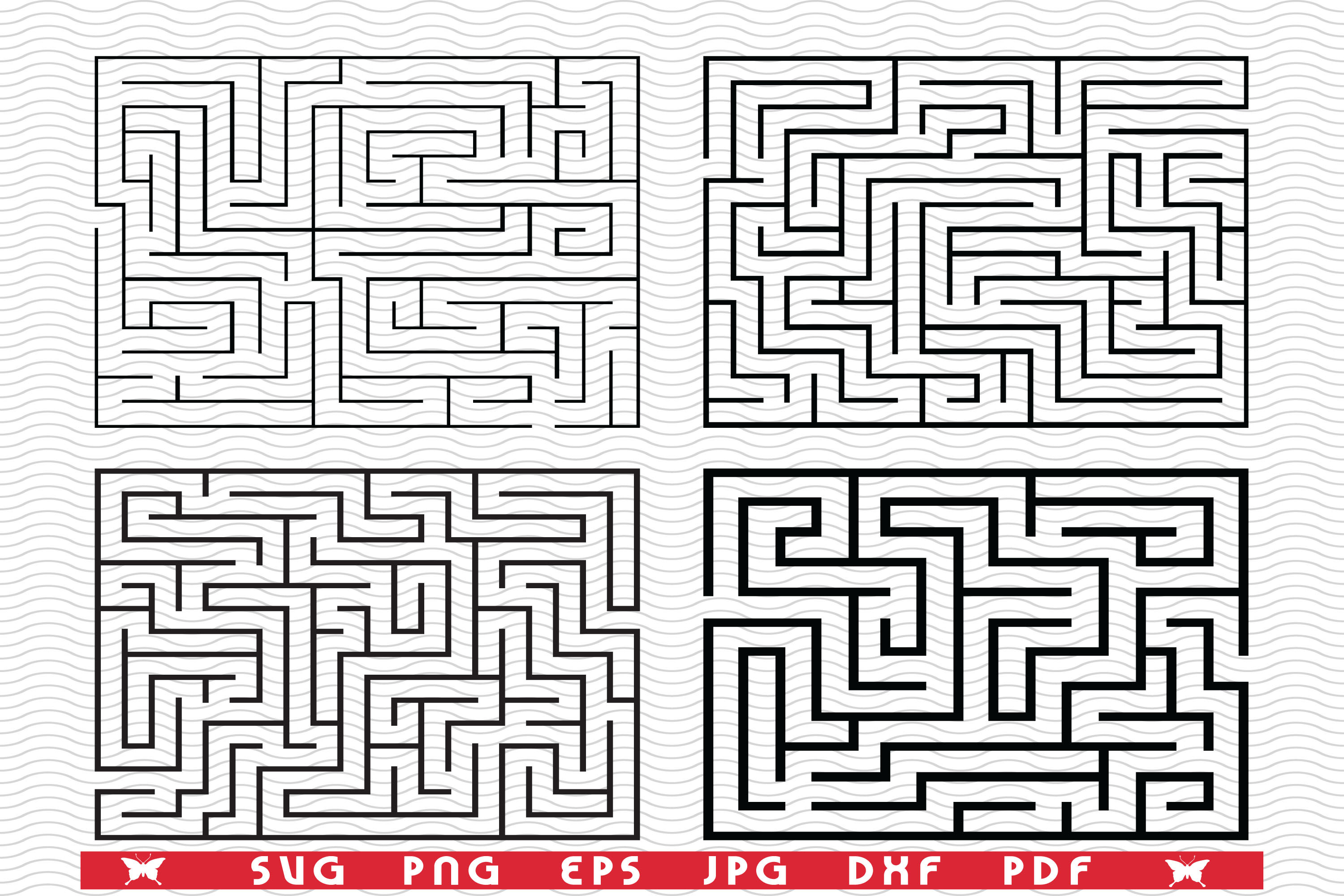 SVG Mazes, Black Rectangle Pattern, a Pattern Graphic by DesignStudioRM