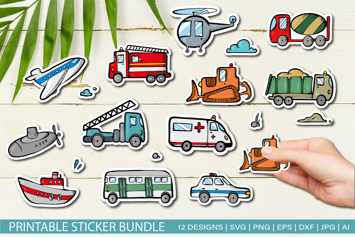 Transport Stickers Bundle for Cricut, a Transportation Illustration by ...