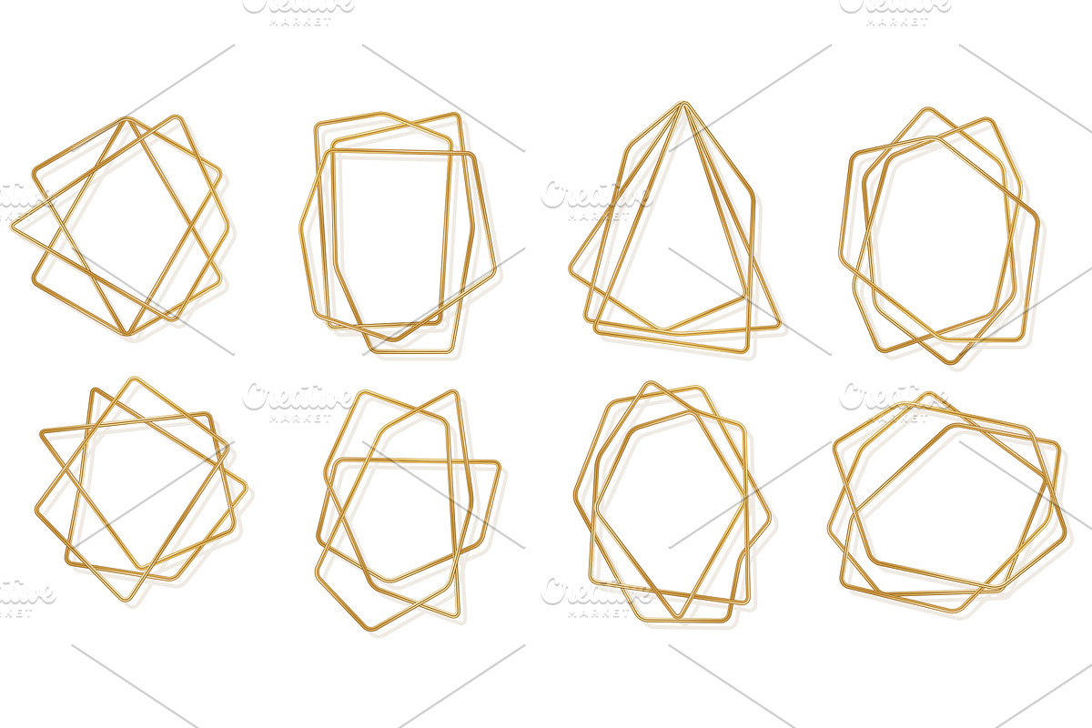 Gold geometric frames, an Illustration by kotoffei | Creative Market
